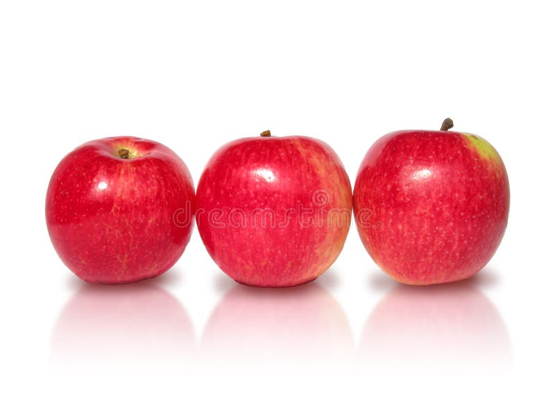 Three red apples. stock image. Image of dessert, white - 15979193