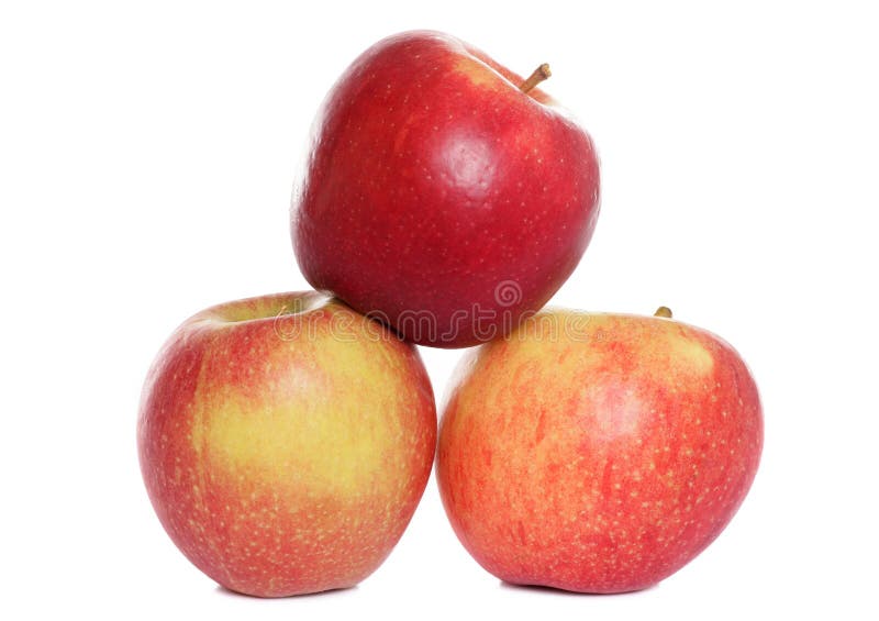 Three red apples stock photo. Image of stack, white, healthy - 22253392