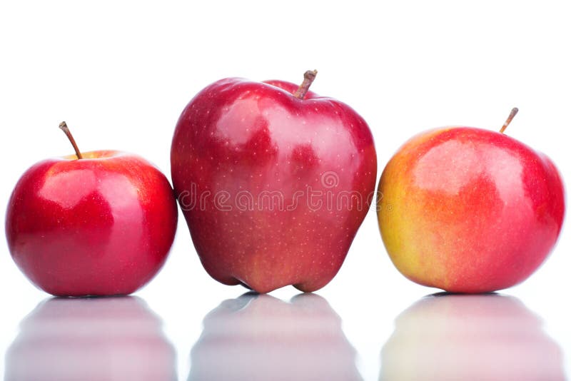 Three Red Apples Isolated on White Stock Image - Image of apple ...