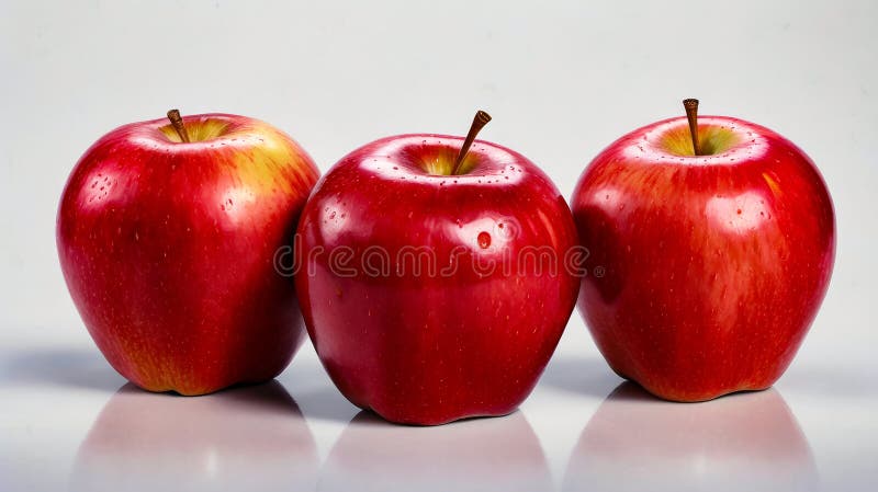 Three Red Apples are Placed Next To Each Other with Their Stems Facing ...