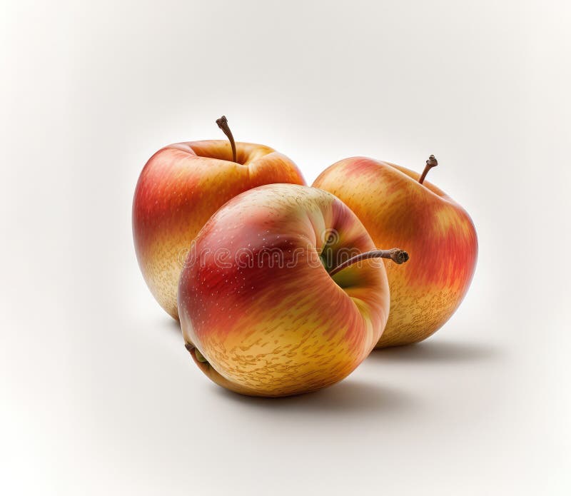 Three Red Apples on a White Background Stock Image - Image of ...