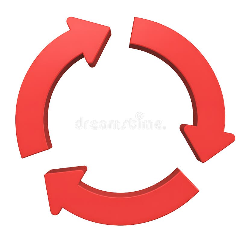 Three Red Arrows Forming a Circular Recycling Symbol on Black ...