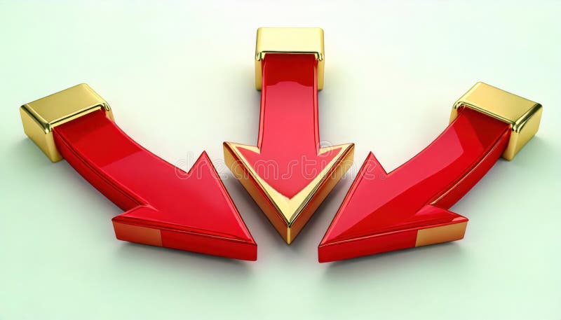 Three Red Arrows with Gold Tips are Arranged in a Fan Shape, Pointing ...