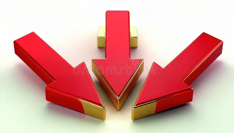 Three Red Arrows with Gold Tips are Arranged in a Fan Shape, Pointing ...