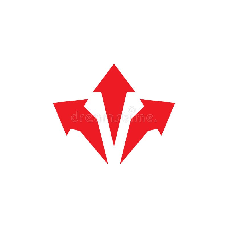 Three Red Arrows Point Three-way Direction. Right, Left, Forward ...