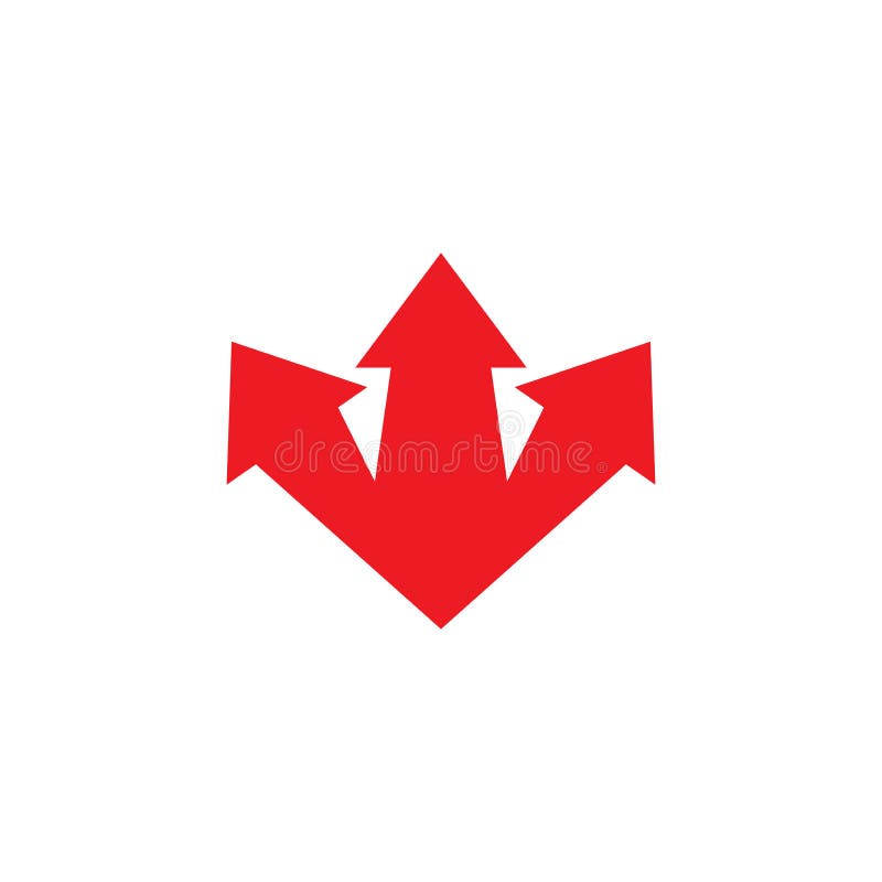 Three Red Arrows Point Three-way Direction. Right, Left, Forward ...