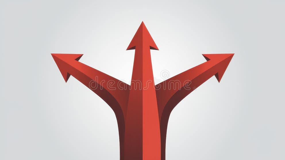 Three Red Arrows Pointing in Different Directions, Symbolizing Choices ...