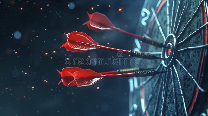 Three Red Arrows are Shot at a Target Stock Photo - Image of skill ...