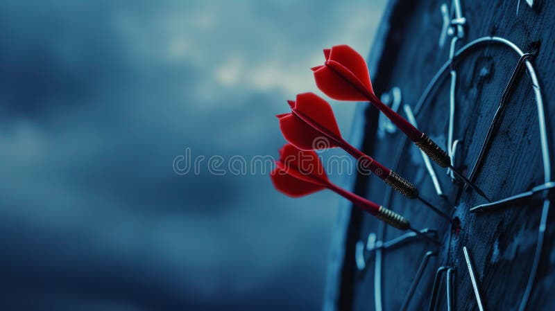 Three Red Arrows are Shot at a Target Stock Photo - Image of gift ...