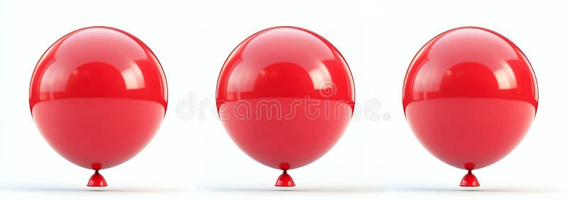 Three Red Balloons Shiny Glossy Sphere Objects 3D Air Round Party Color ...