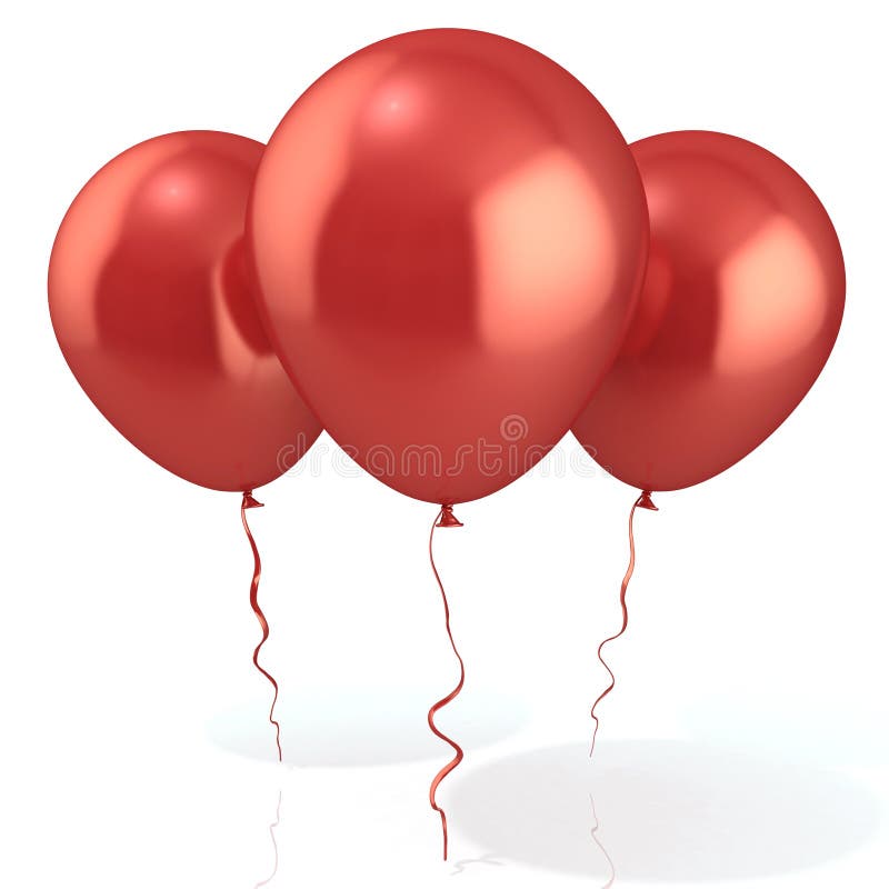 Three red balloons stock illustration. Illustration of carnival - 55369632