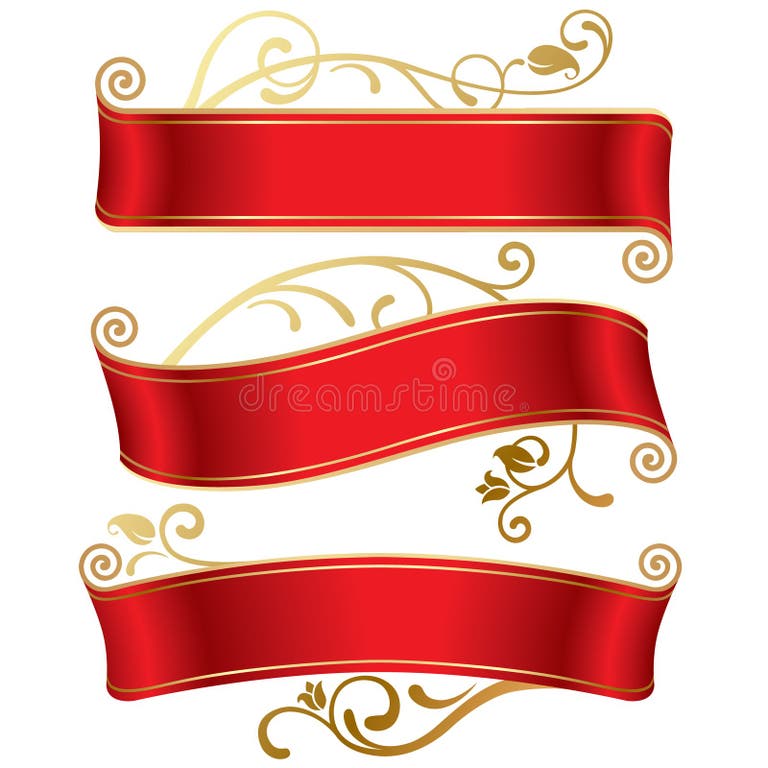 Three red banners stock vector. Illustration of banner - 5136798