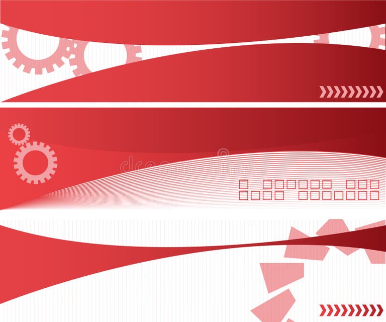 Three red banners stock vector. Illustration of abstract - 9547634