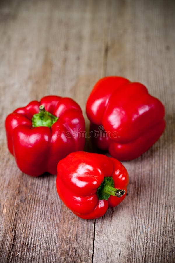 Three red bell peppers stock image. Image of food, three - 27028853