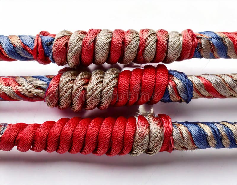 Three Red Blue White Ropes Twisted Together Stock Photos - Free ...