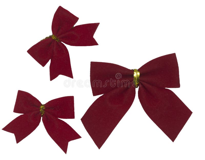 Three Red Bows for Decorations. Red Bows on a White Background Stock ...