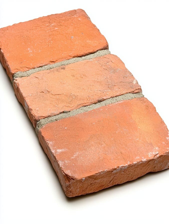 Three Red Bricks Stacked Together with Mortar Stock Illustration ...