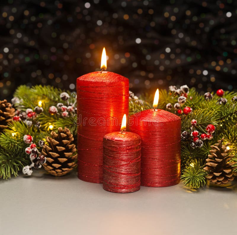 Three red Candles stock photo. Image of christmas, interior - 41929384