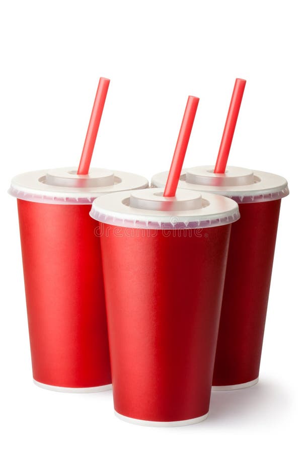 Red Cardboard Cup with a Straw Stock Image - Image of white, fizzy ...