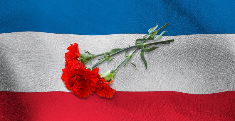 Three Red Carnations Lying on the Flag of Serbia Stock Photo - Image of ...