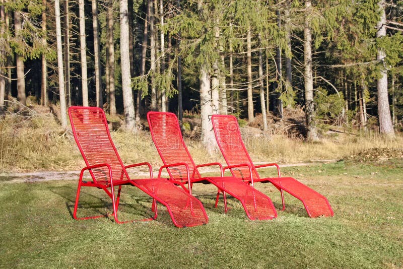 Three red chairs stock photo. Image of hiking, nature - 32602674