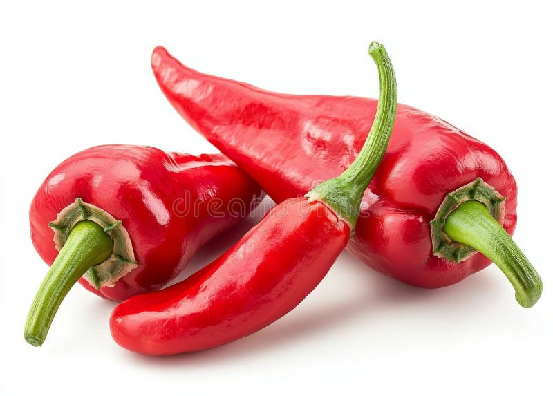 Three Red Chili Peppers Composition, Isolated on White Background ...