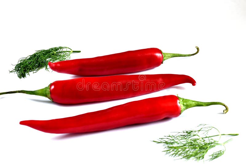 Three Red Chili Peppers on the Table. Stock Photo - Image of burning ...