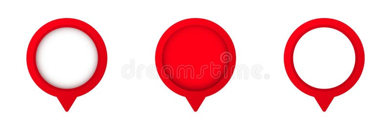 Three Red Circular Pin Markers in Different Fill Styles Vector Set ...