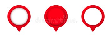 Three Red Circular Pin Markers in Different Fill Styles Vector Set ...