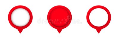 Three Red Circular Pin Markers in Different Fill Styles Vector Set ...