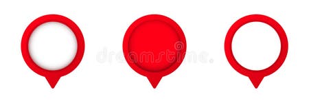 Three Red Circular Pin Markers in Different Fill Styles Vector Set ...