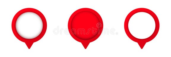 Three Red Circular Pin Markers in Different Fill Styles Vector Set ...