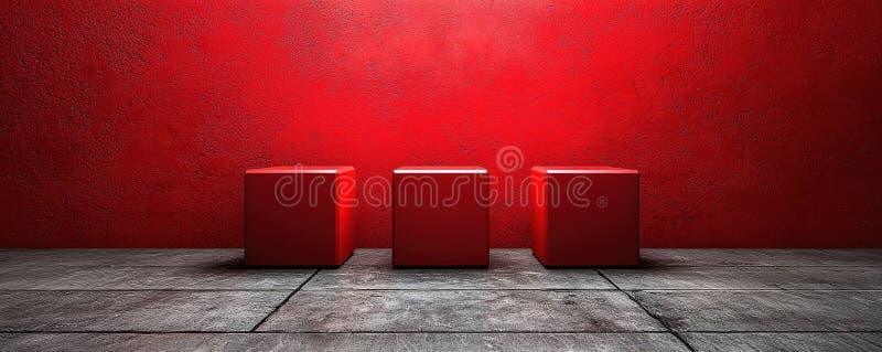 Three Red Cubes Textured Background Minimalist Composition Stock Photos ...
