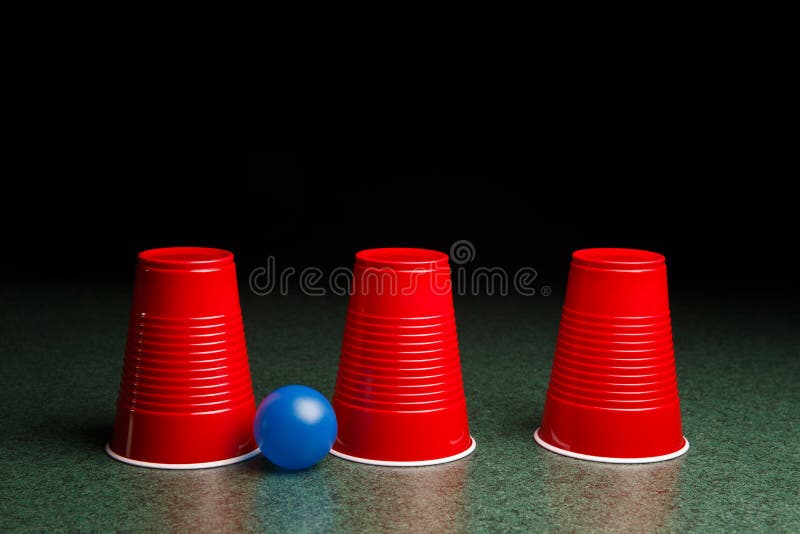 Three Red Cups and a Blue Ball Stock Image - Image of gaming, games ...