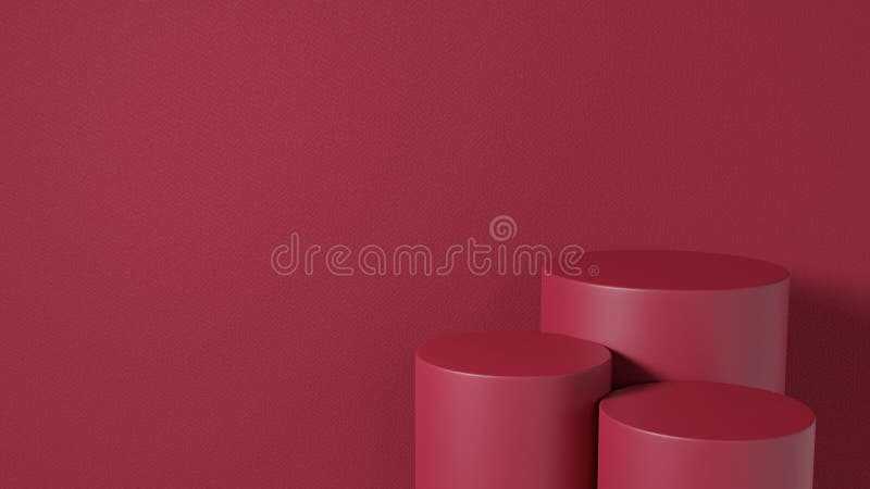 Three Red Cylinders on Red Textured Background (3D Render) Stock ...