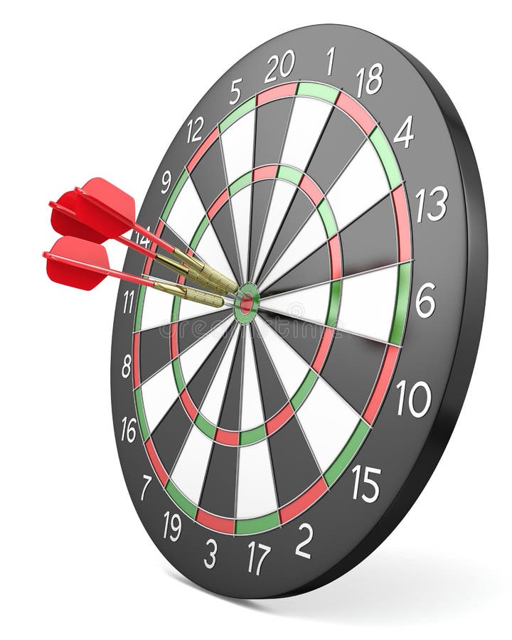 Three Red Darts Hit Center Of Board Stock Illustration - Illustration ... Three Red Darts Hit Center Of Board Stock Illustration - Illustration ...