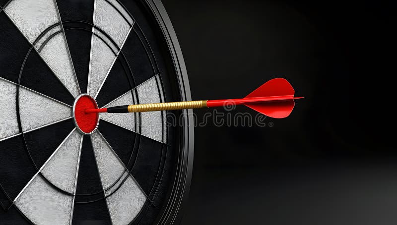 Three Red Darts Hitting Bullseye on Dartboard - Concept of Precision ...