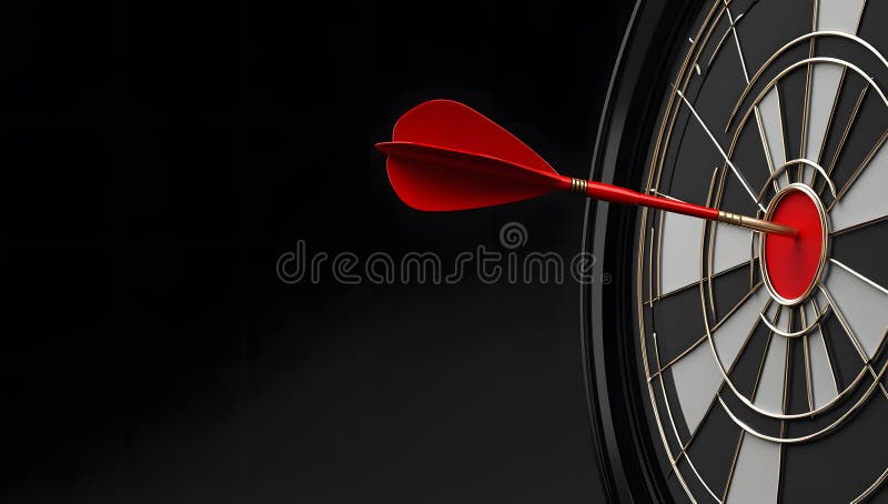 Three Red Darts Hitting Bullseye on Dartboard, Concept of Precision ...