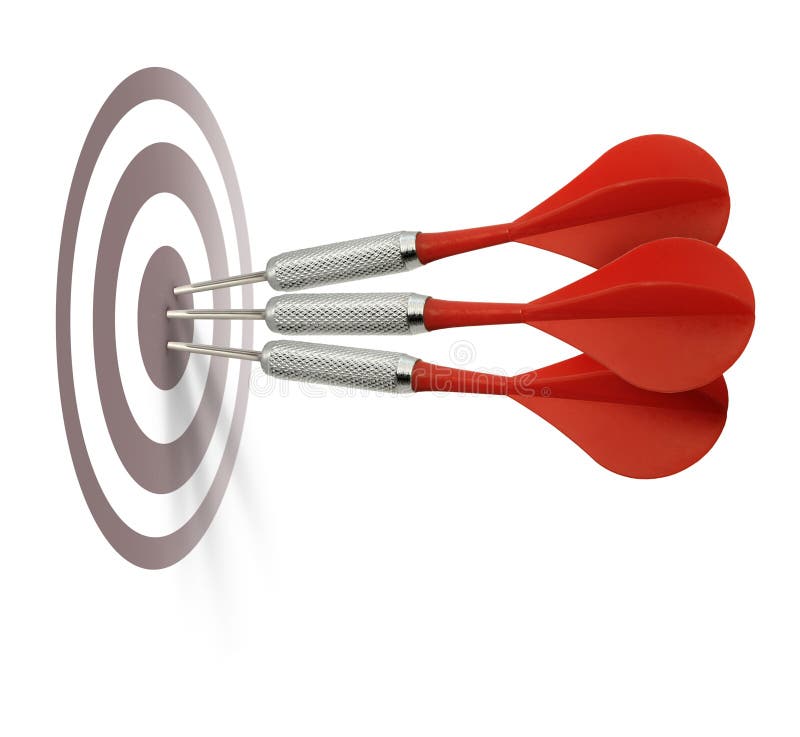 Three Red Darts Hitting Target Stock Photo - Image of perfect, circle ...