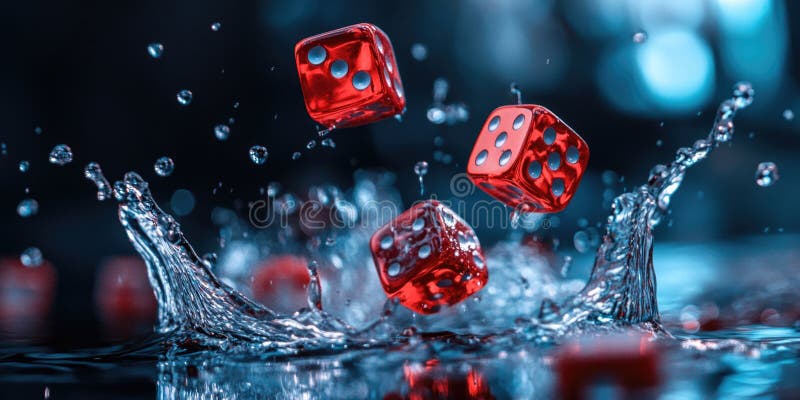 Three Red Dice Falling into Water Stock Image - Image of three, river ...