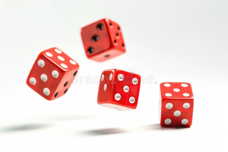 Three Red Dice with White Dots Flying in the Air. Suitable for Various ...