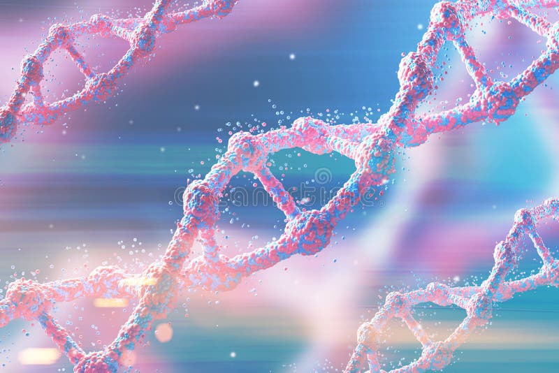 Three Red DNA Chains, Toned Stock Illustration - Illustration of ...