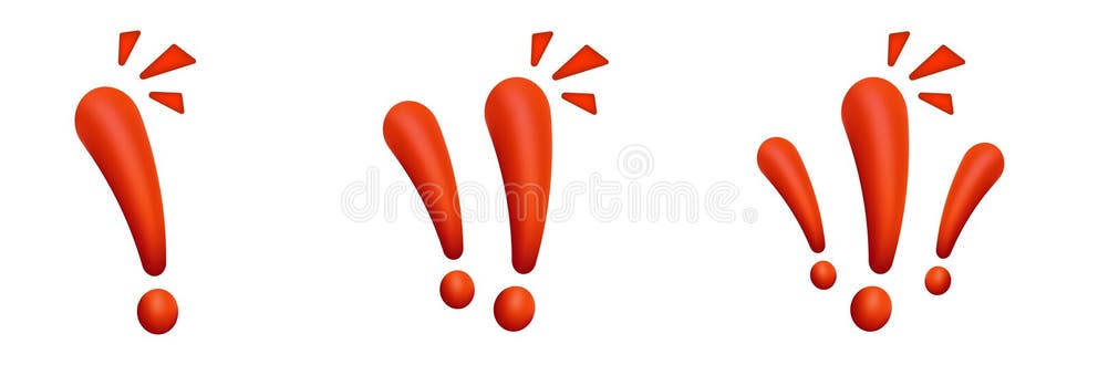 Three Red Exclamation Marks with Triangular Details Stock Illustration ...