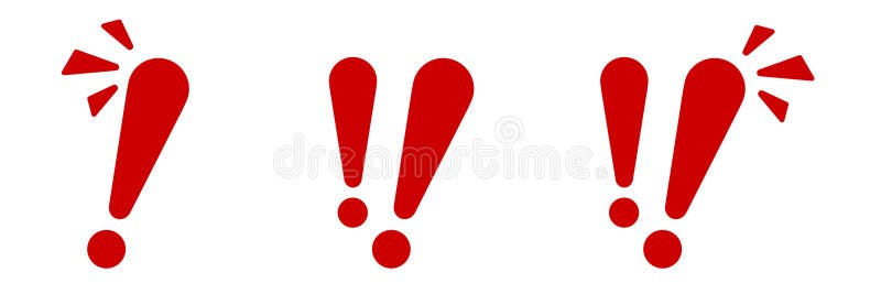 Three Red Exclamation Points with Emphasis Marks Stock Vector ...
