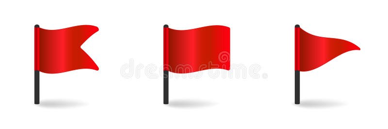 Three Red Flags Waving on Black Poles Stock Vector - Illustration of ...