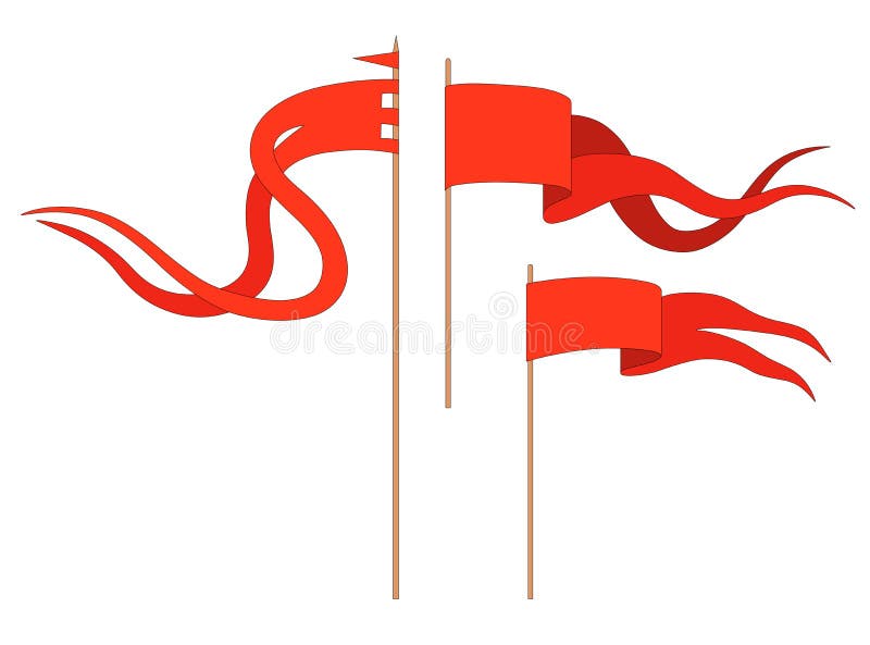 Three Red Flags on a White Background Stock Vector - Illustration of ...