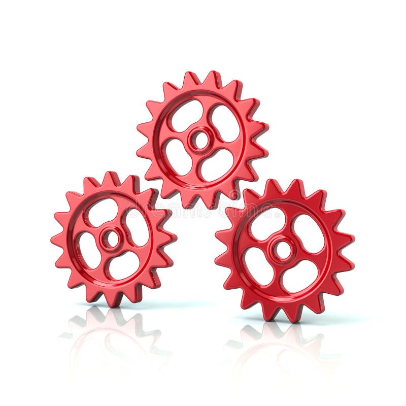 Three red gear wheels stock illustration. Illustration of configuration ...