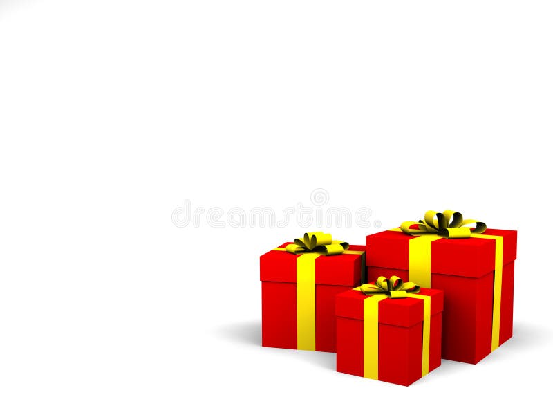 Three Red Gift Boxes with Yellow Ribbon Isolated Stock Illustration ...