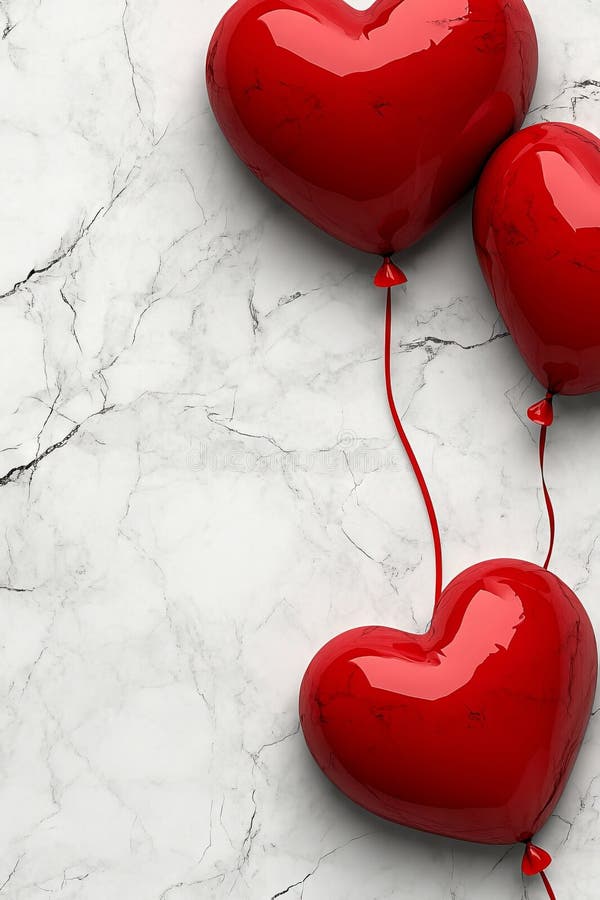 Three Red Heart Balloons Marble Background Stock Photos - Free ...