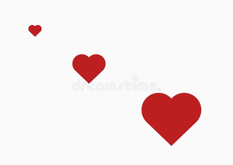 Three Red Hearts of Different Sizes on a White Background Stock ...